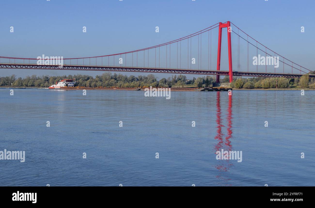 View from the left side of the western bank of the Rhine on red steel ...