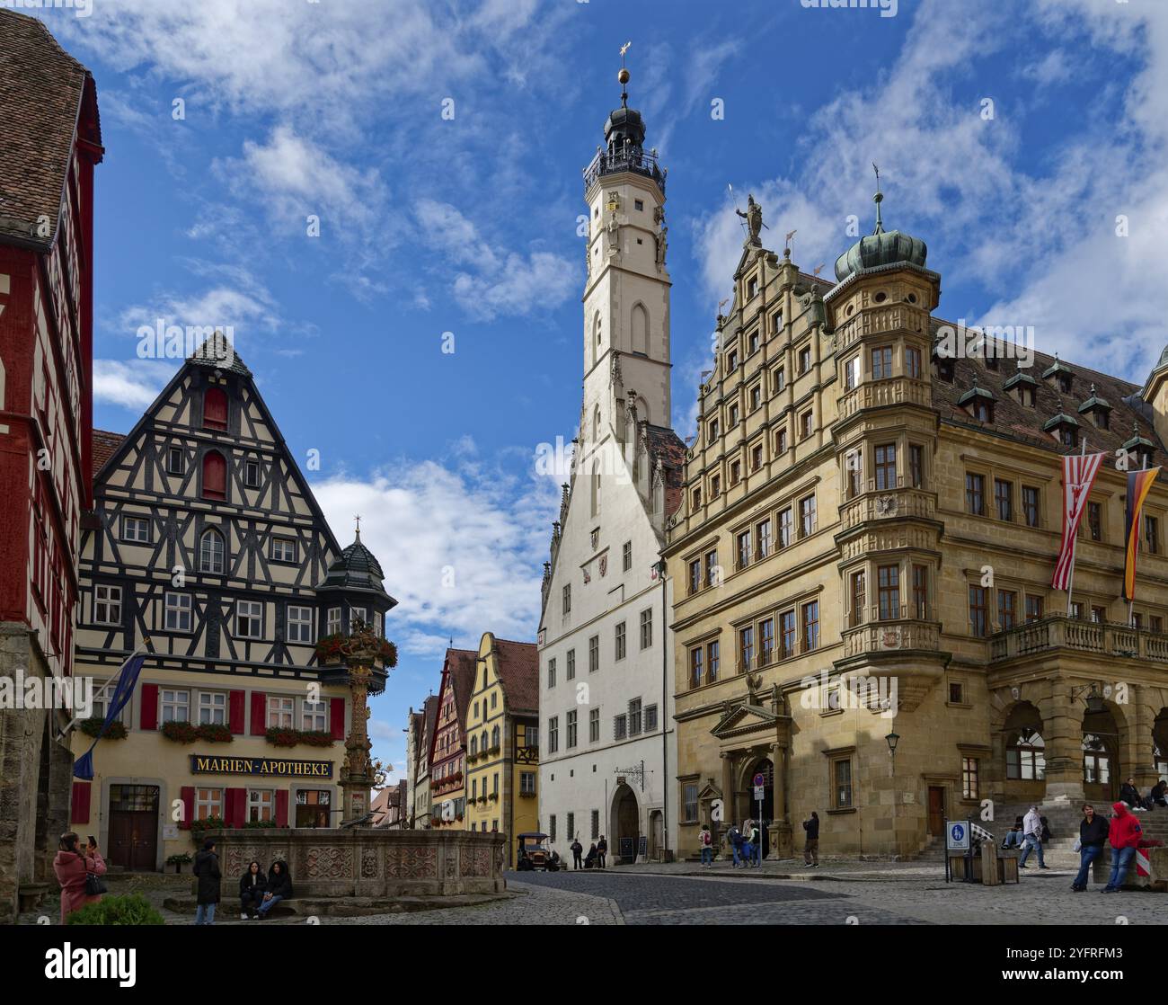 Town hall and half-timbered houses on the market square in the old town ...