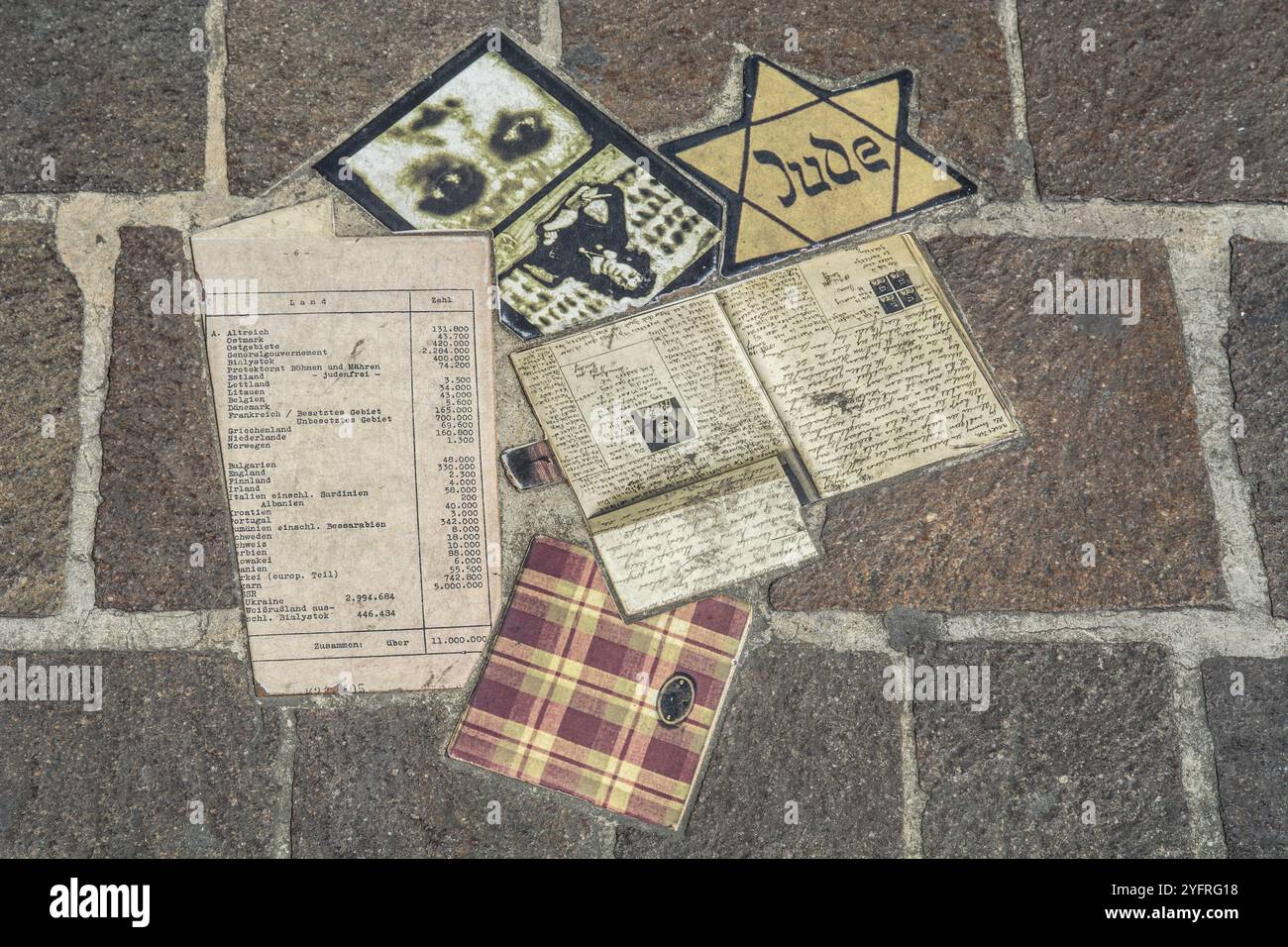 Document embedded in the pavement as a memorial to Jews deported in ...
