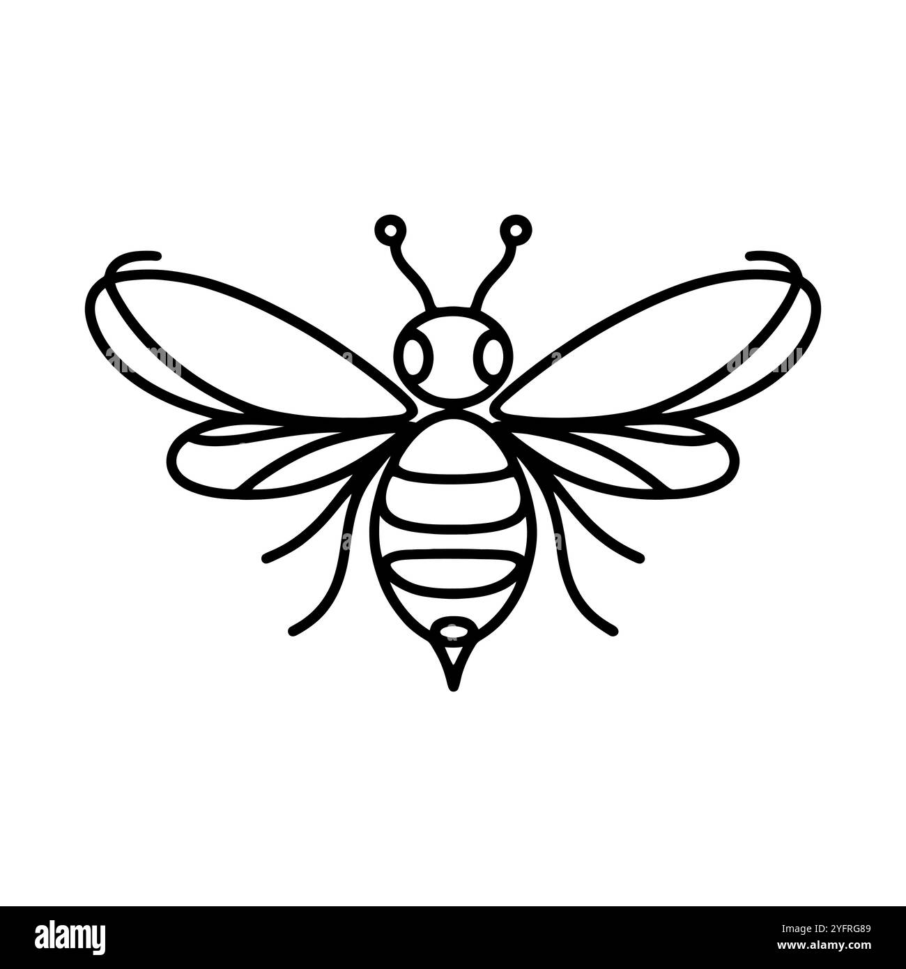 Linear bee icon isolated on white background. Black bee symbol. Vector ...