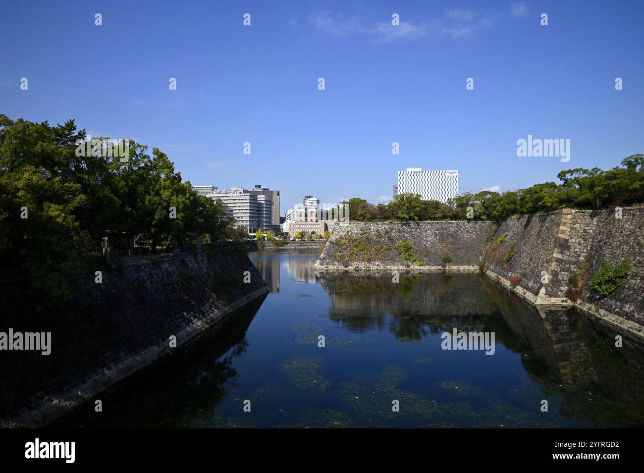 Landscape with scenic outer moat view of Ōsaka-jō one of Japan's most ...
