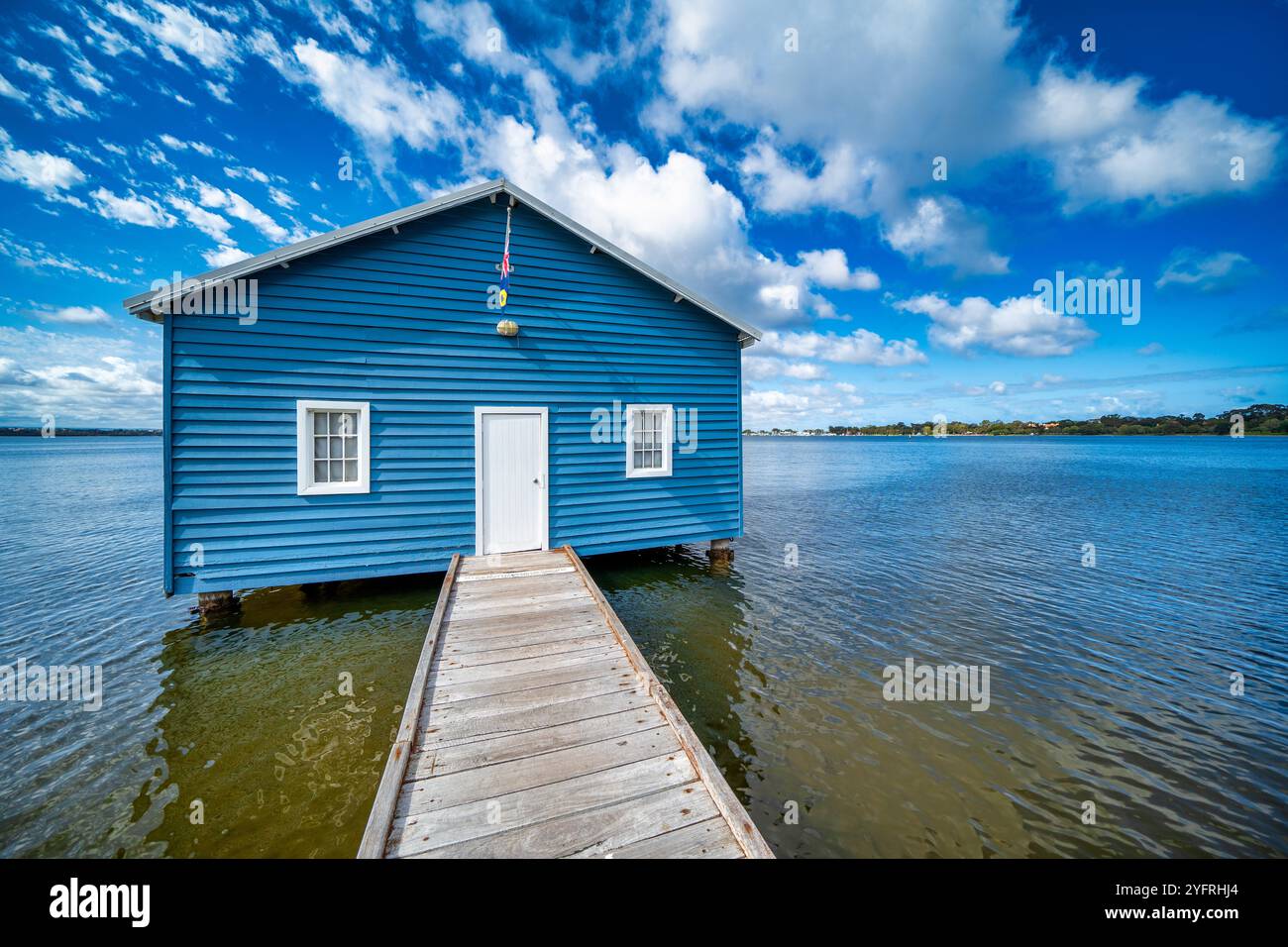 Blue Boat House in Perth along Swan River Stock Photo - Alamy