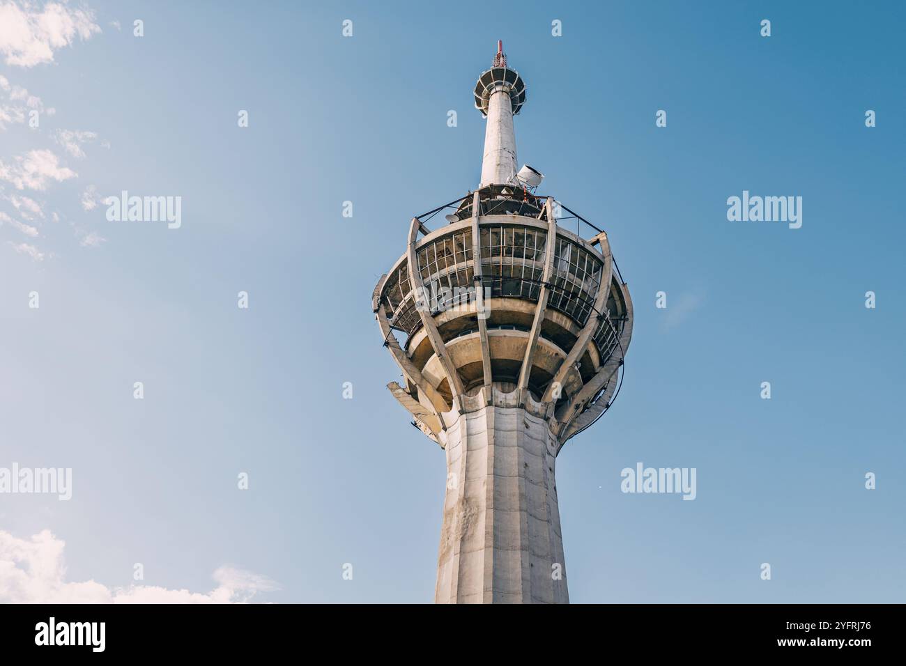 A broken structure from the 90s, the Fruska Gora broadcasting TV tower ...