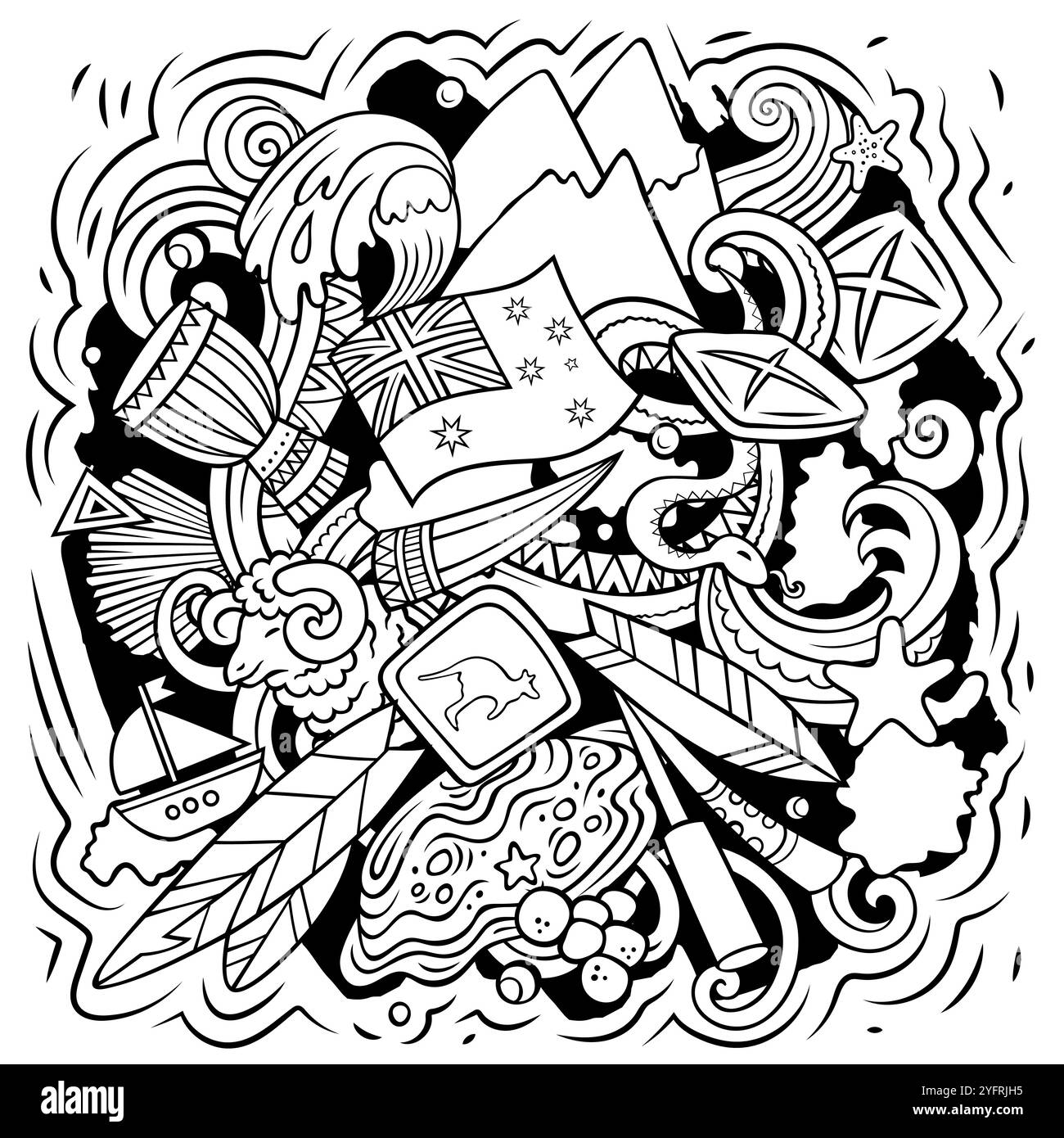 Australia cartoon vector doodle illutraditional symbols. Australian ...