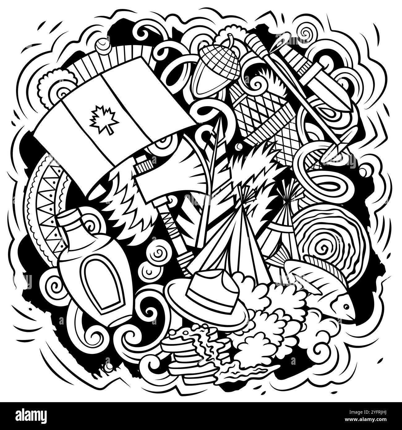 Canada cartoon doodle illustration. Funny Canadian design. Creative ...