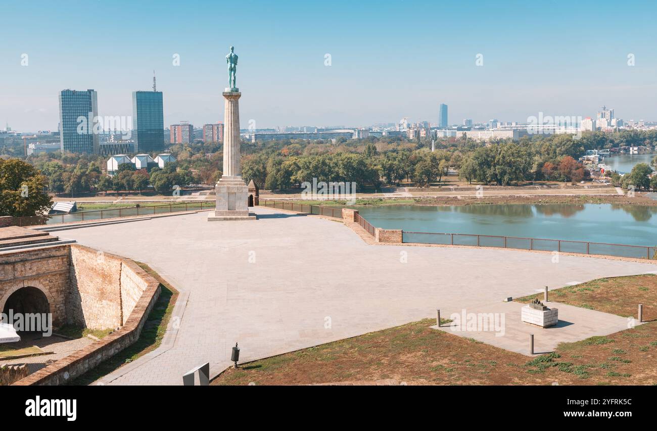 17 September 2024, Belgrade, Serbia: The historic Pobednik monument ...
