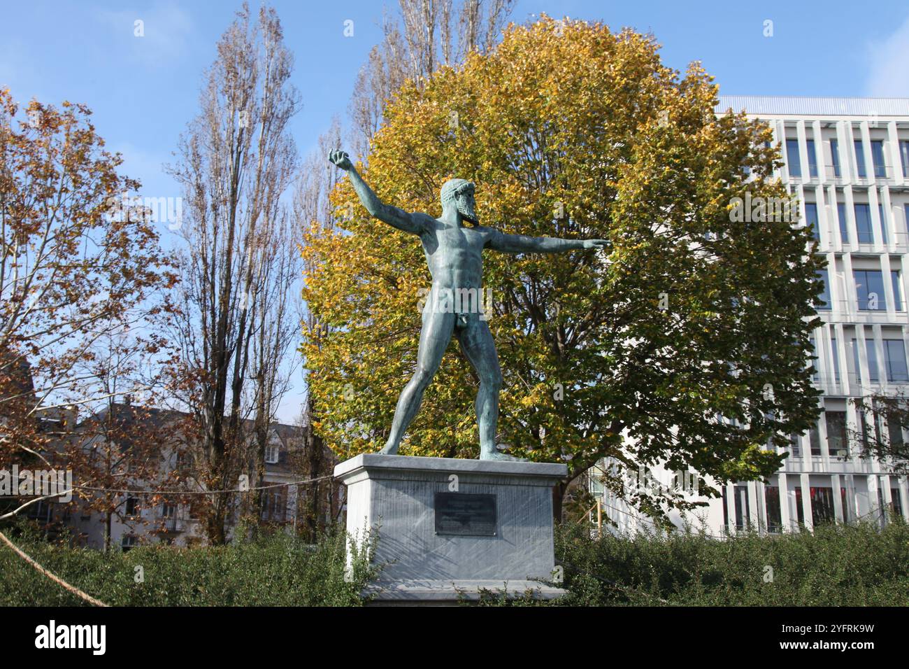 Statue of Poseidon situated outside the Council of Europe building in ...