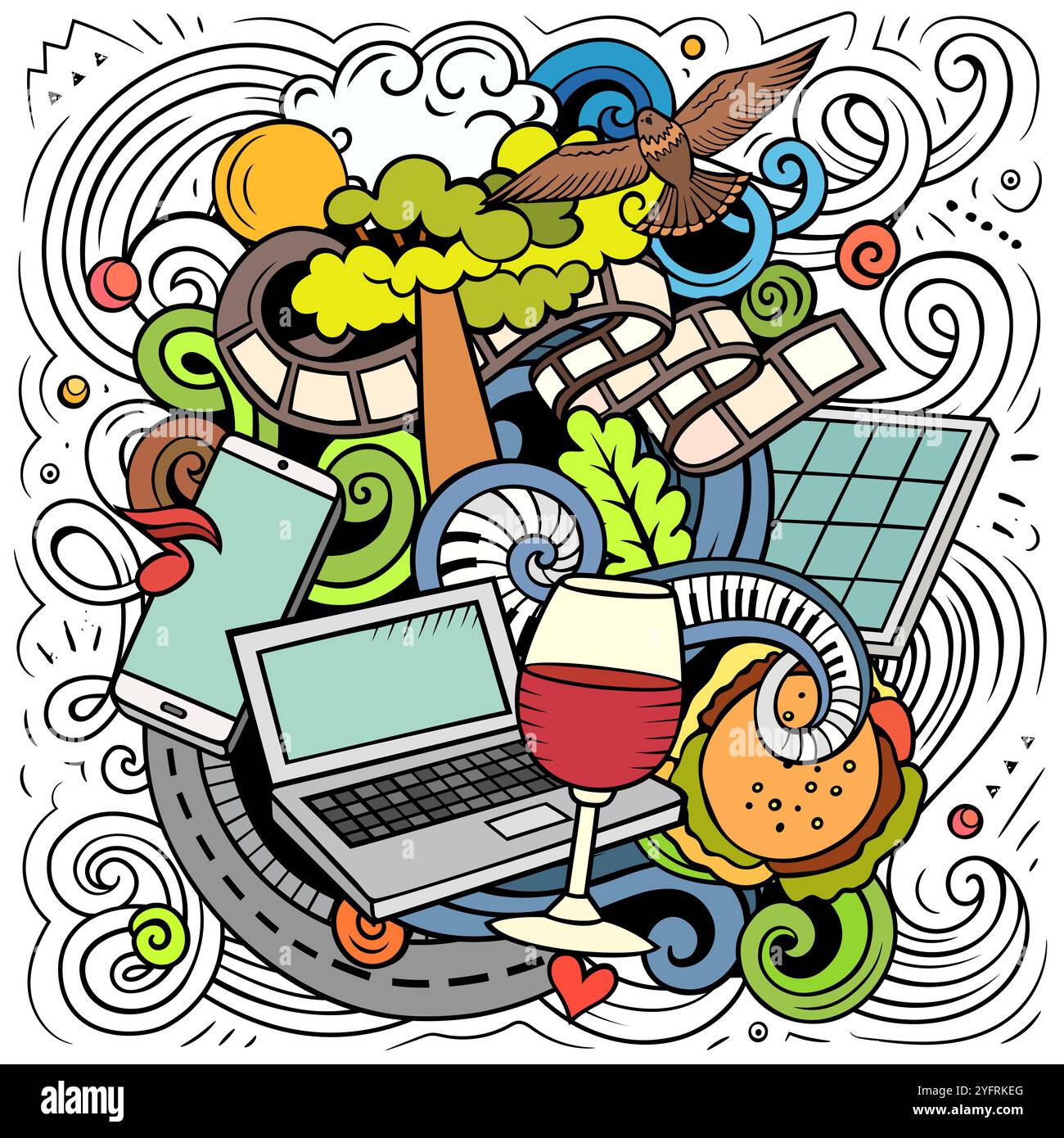 California hand drawn cartoon doodle illustration. Funny USA State ...