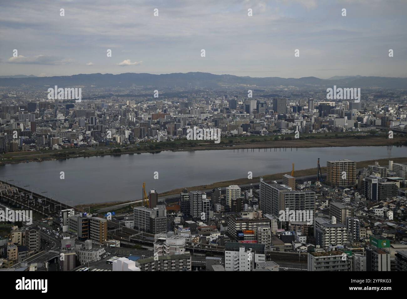 Panoramic view of Osaka as seen from the "Floating Garden Observatory ...