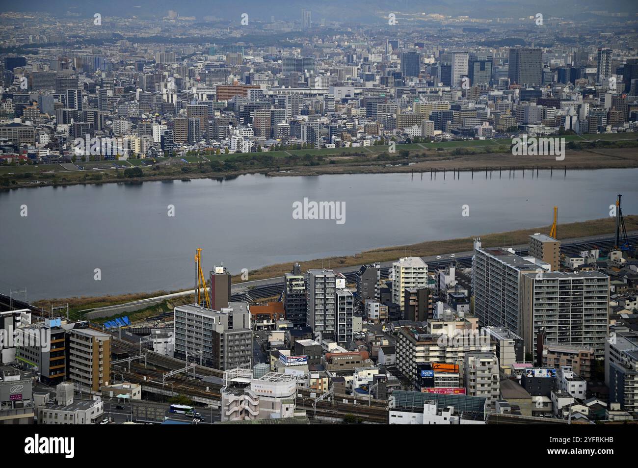 Panoramic view of Osaka as seen from the "Floating Garden Observatory ...