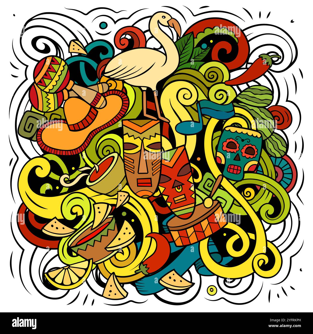 Latin America cartoon vector illustration. Colorful detailed ...