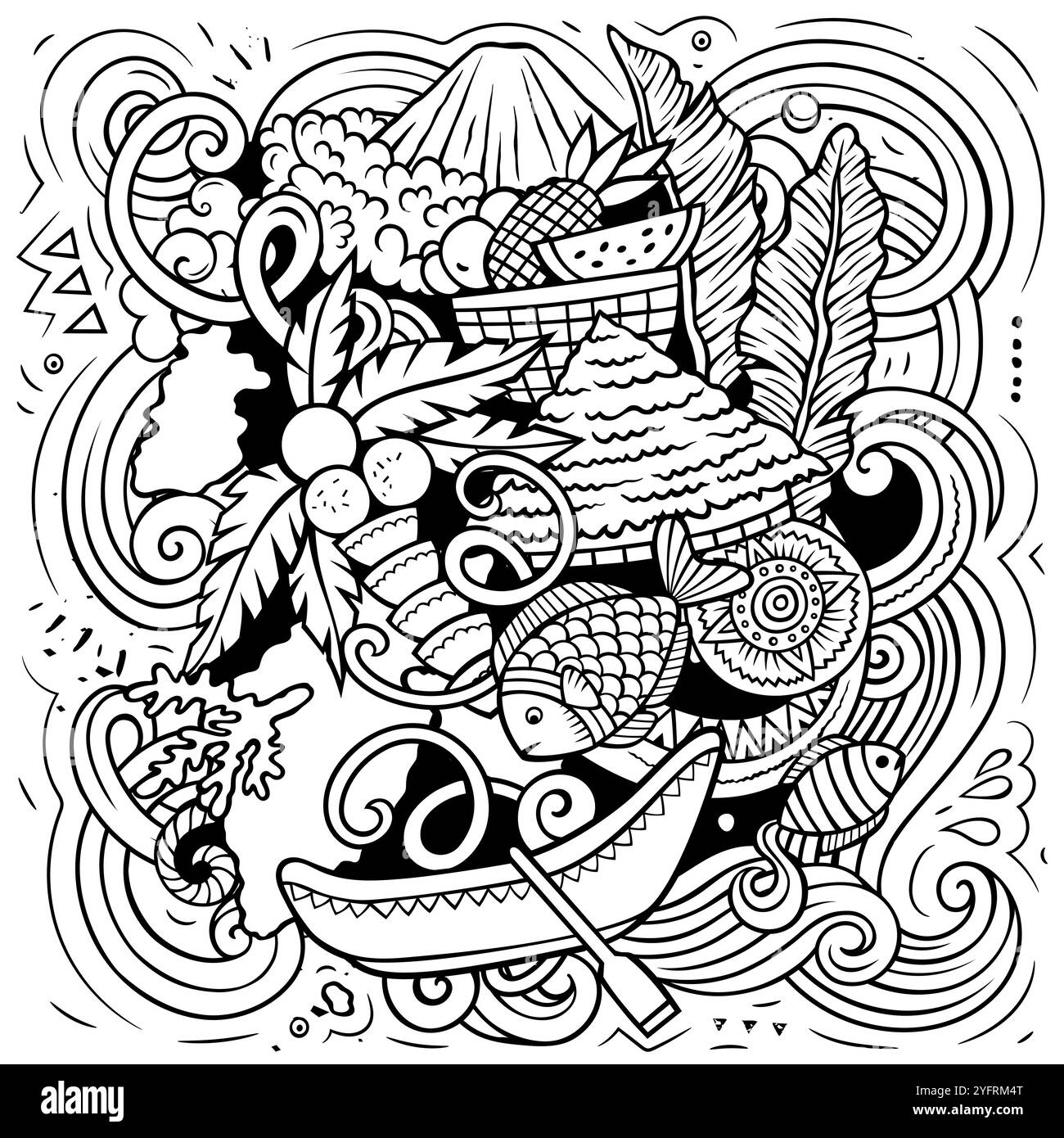 Tahiti hand drawn cartoon doodle illustration. Creative funny vector ...