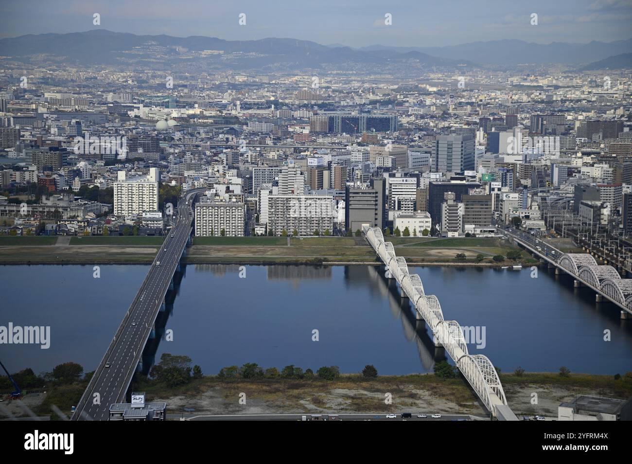 Panoramic view of Osaka as seen from the "Floating Garden Observatory ...