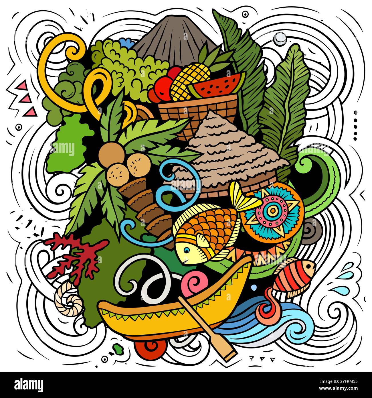 Tahiti hand drawn cartoon doodle illustration. Creative funny vector ...