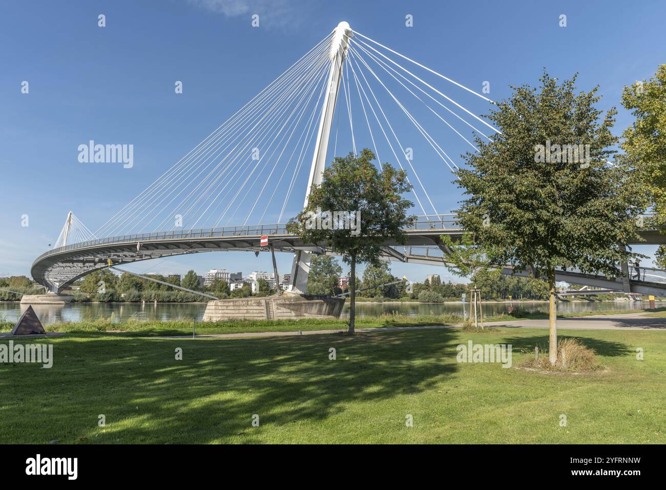 Deux Rives footbridge, bridge for pedestrians and cyclists on the Rhine ...
