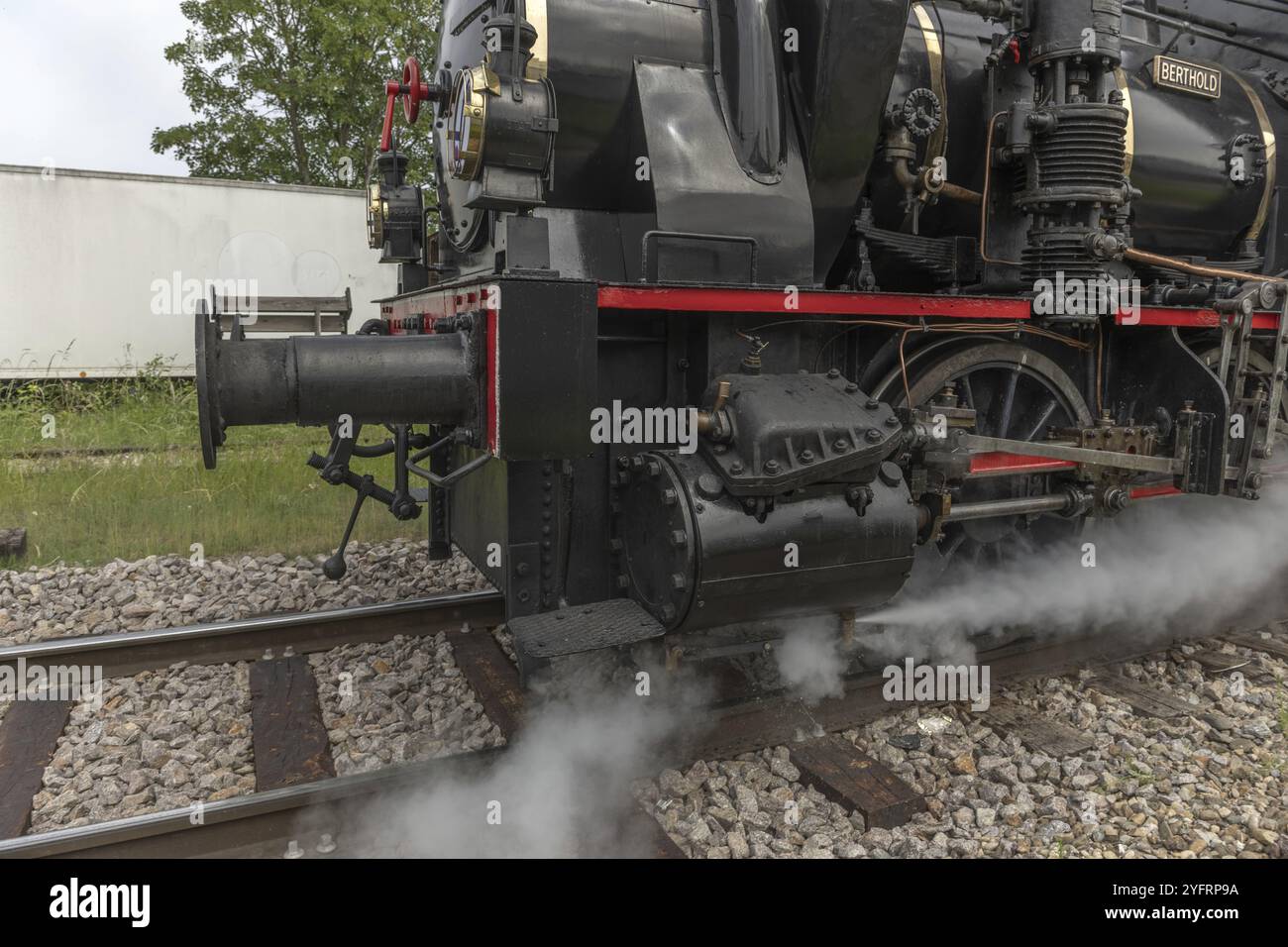 Steam locomotive of Rhine Tourist Railway in spring. Volgelsheim ...