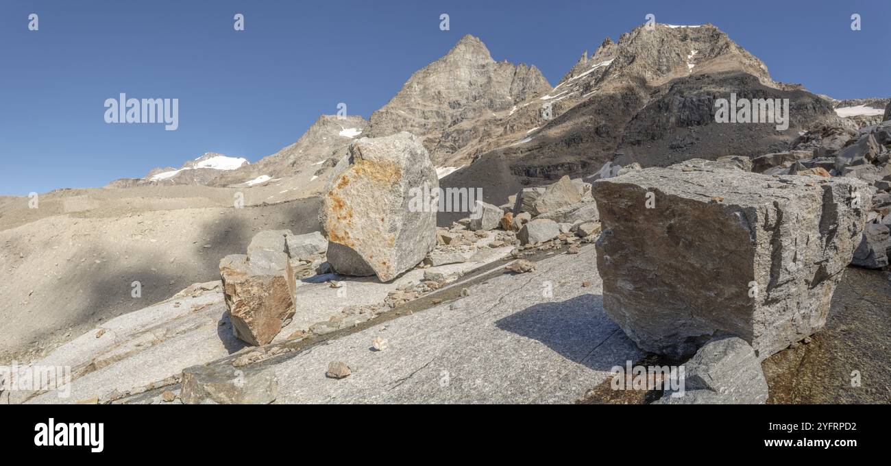 Rocky mountains in the Italian Alps in the Grand Paradis national park ...