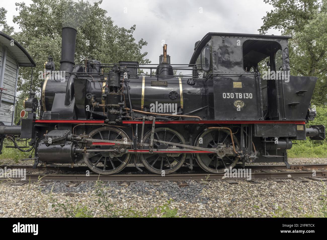 Steam locomotive of Rhine Tourist Railway in spring. Volgelsheim ...