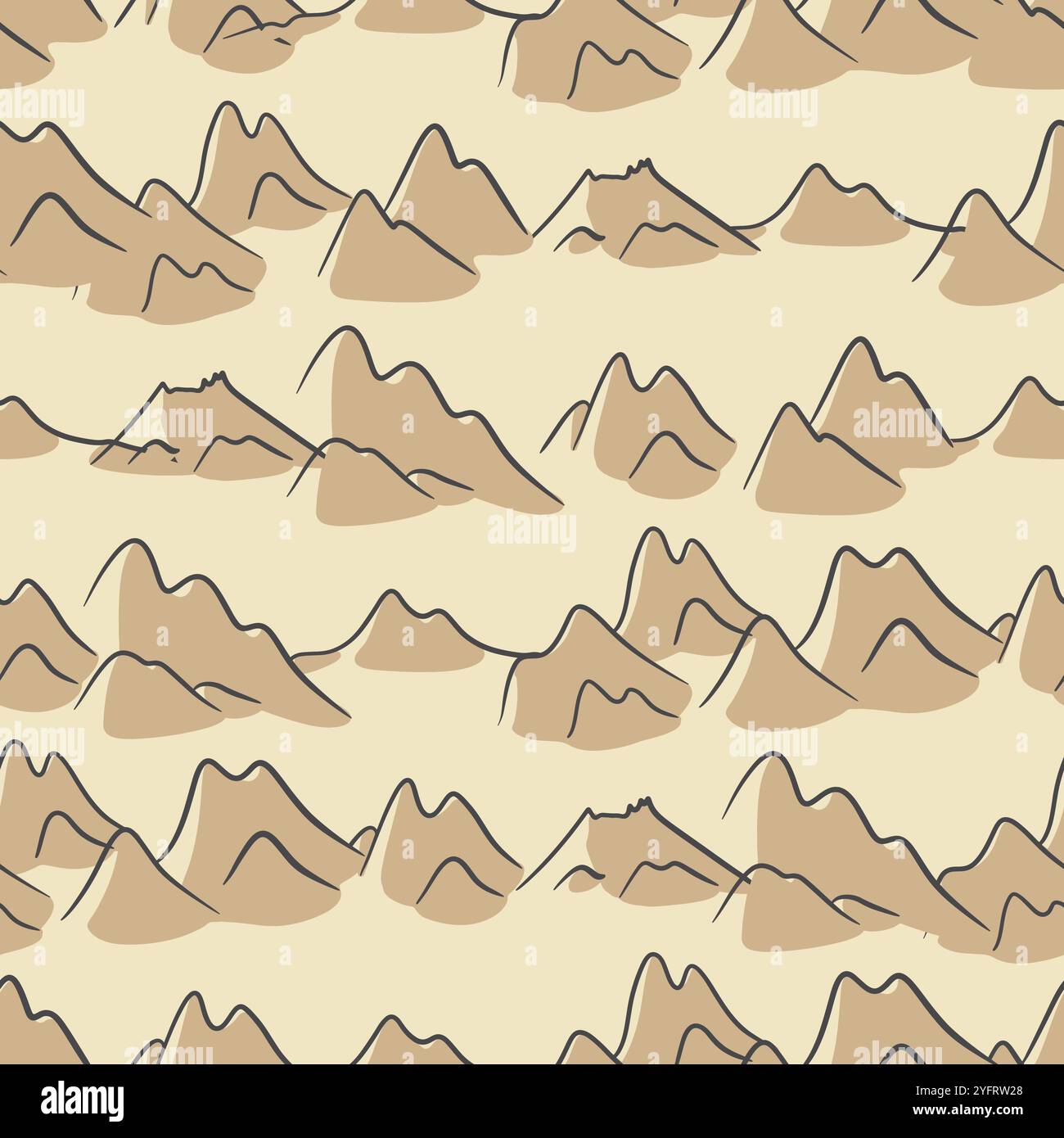 Hand drawn mountain seamless pattern. Landscape pattern. Vector ...