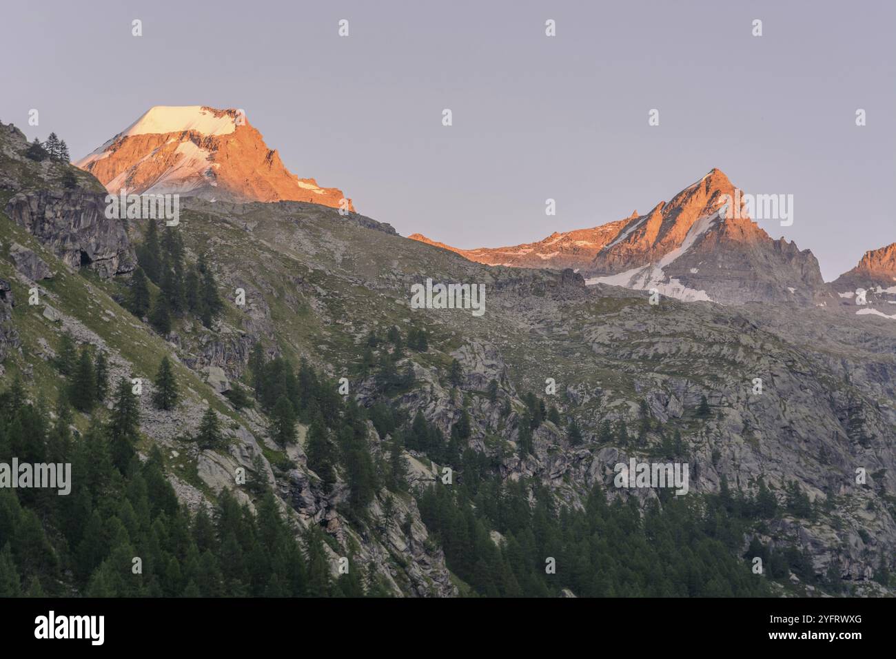 Rocky mountains in the Italian Alps in the Grand Paradis national park ...