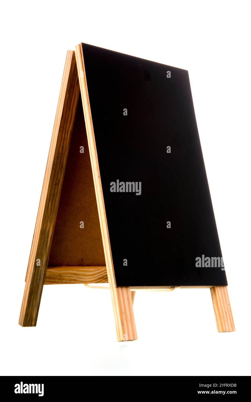Double blackboard stand isolated over white background Stock Photo - Alamy