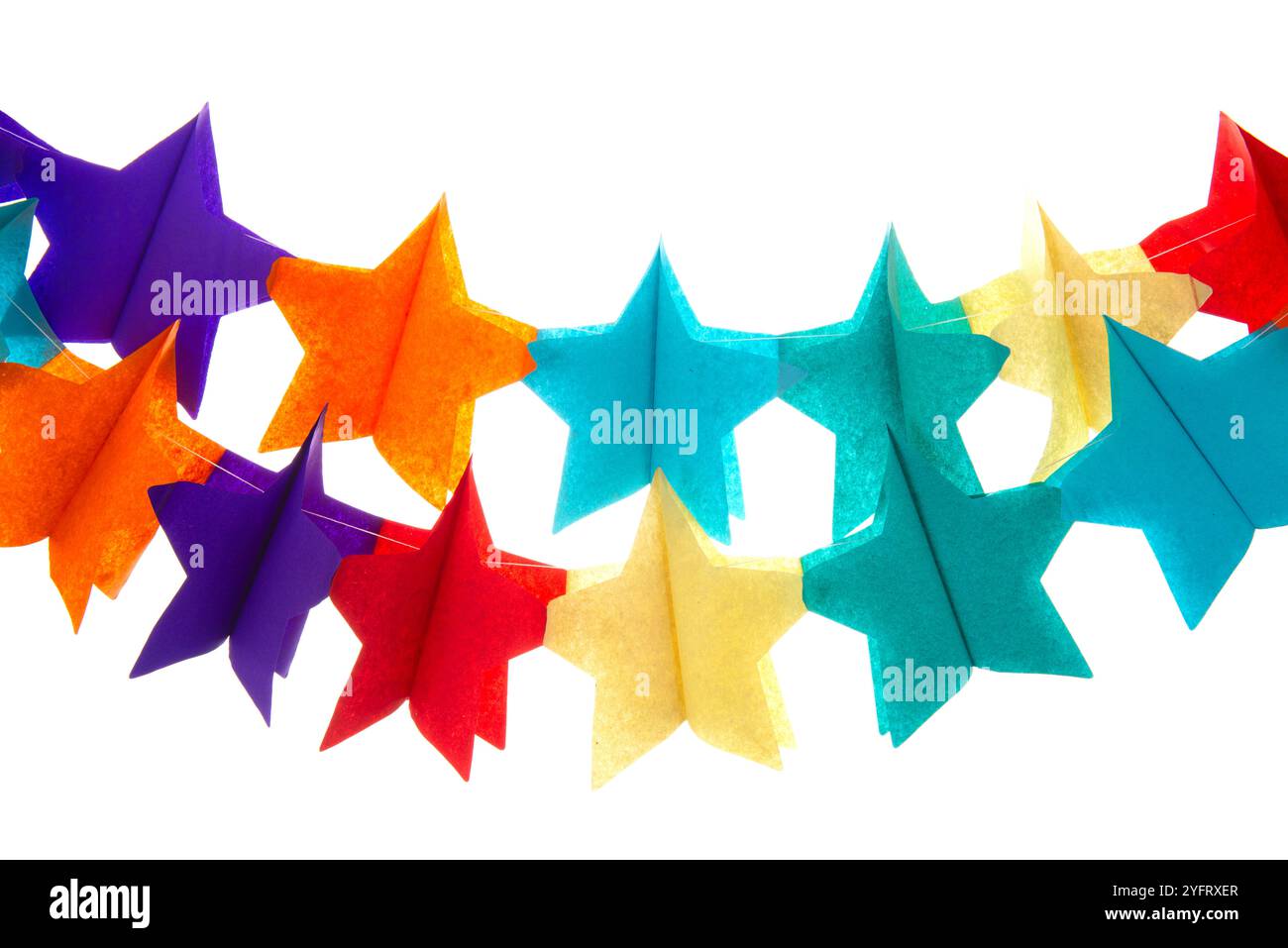 Star shaped hanging streamers isolated over white background Stock ...