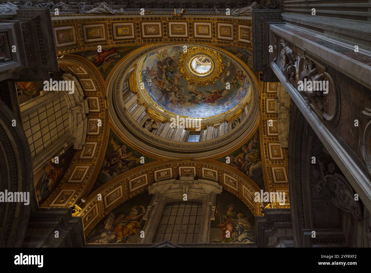 Dome of the Papal Basilica of St Peter, decorated with mosaic, as seen ...
