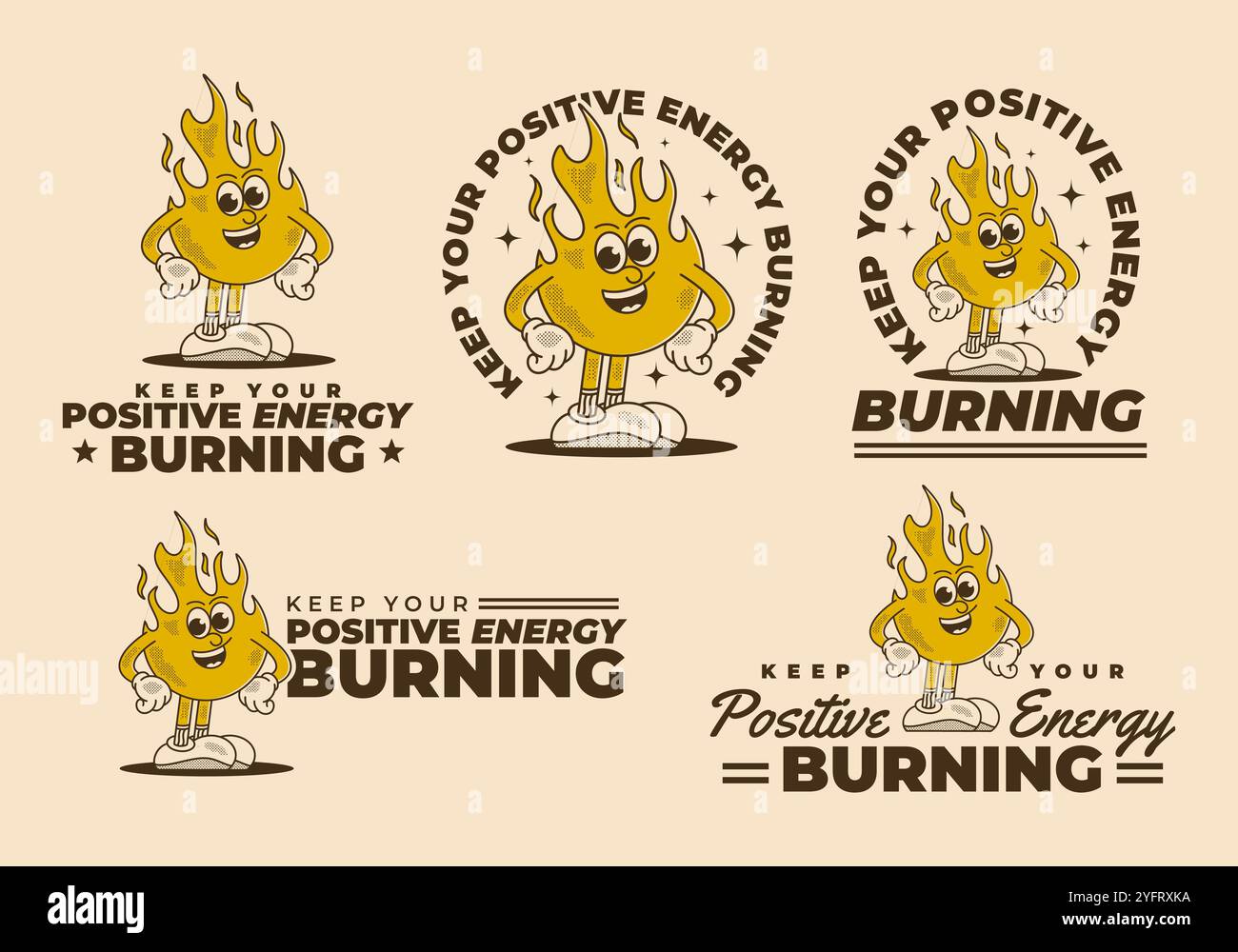 Keep your positive energy burning. Retro Mascot character illustration ...