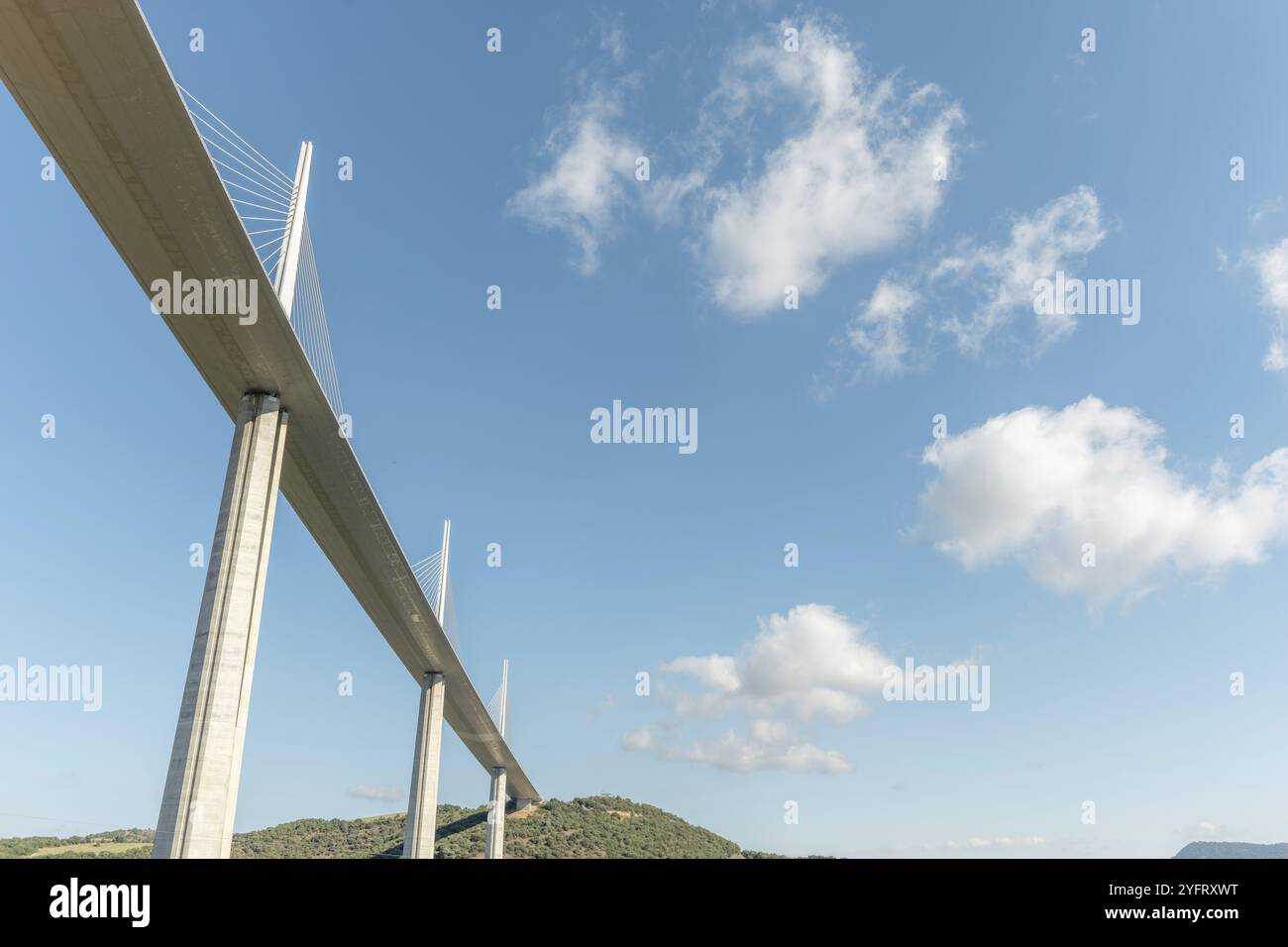 Millau viaduct, cable-stayed bridge over Tarn valley. The highest road ...