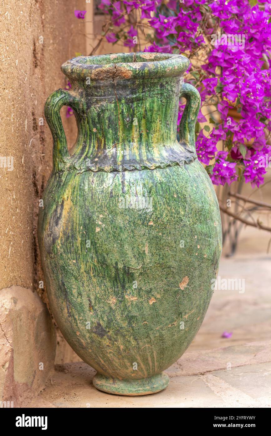 Traditional green ceramic from Tamegroute in Morocco. Berber pottery ...