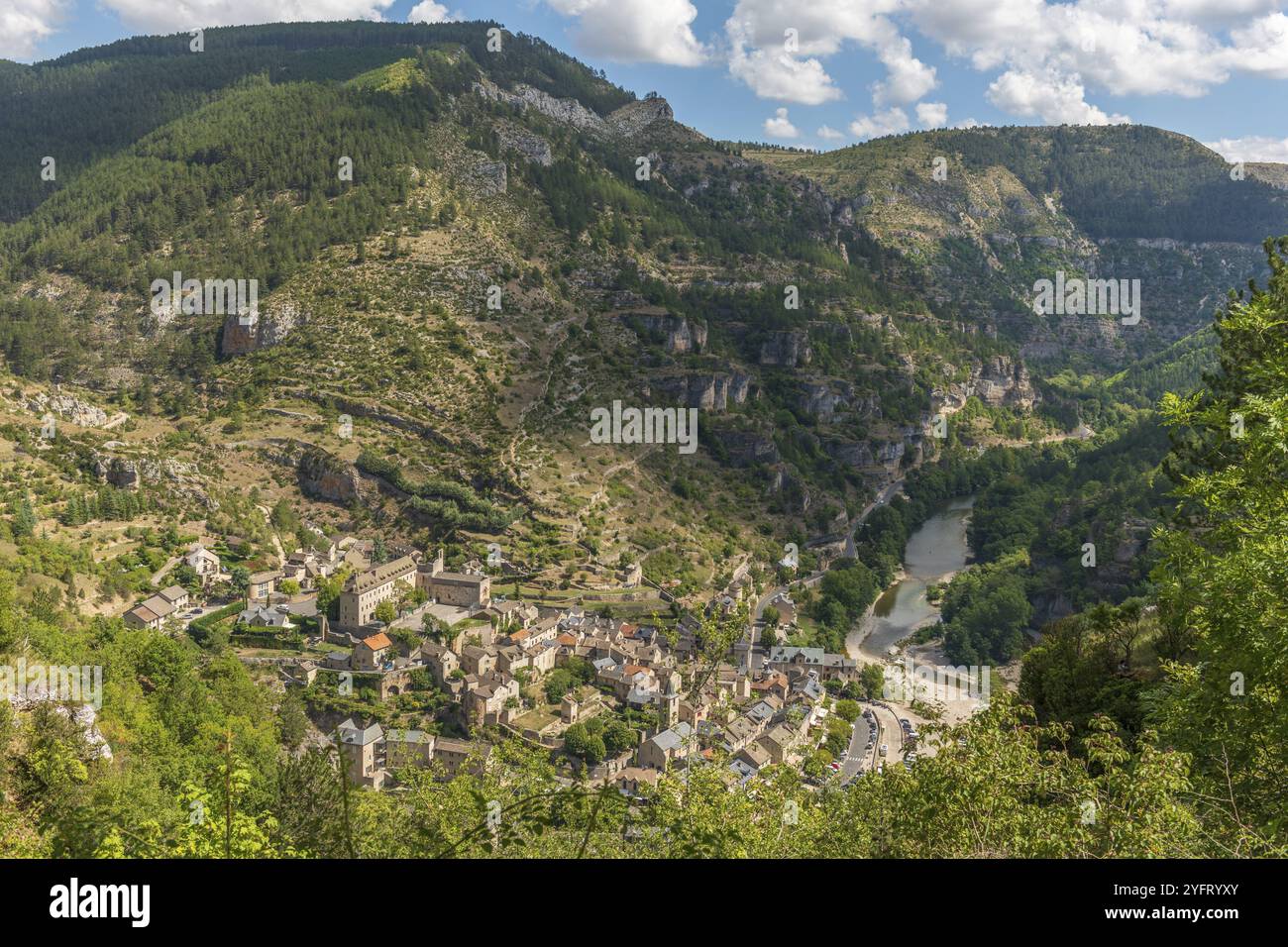 The village of Sainte-Enimie in the Gorges du Tarn, one of the most ...