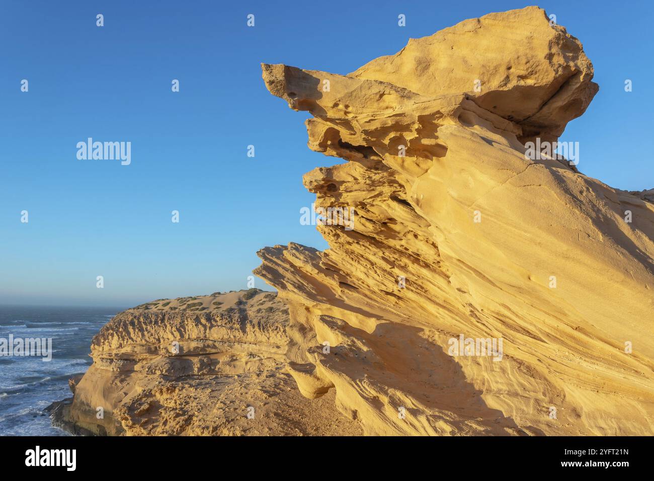Moroccan Atlantic coast. Wind erosion of rocks and sand sculpting ...