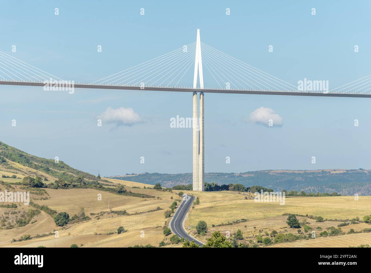 Millau viaduct, cable-stayed bridge over Tarn valley. The highest road ...