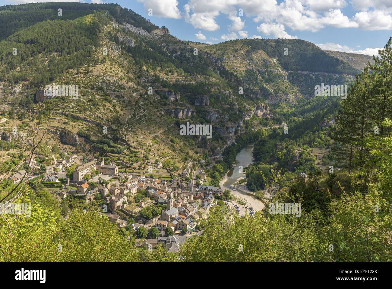 The village of Sainte-Enimie in the Gorges du Tarn, one of the most ...