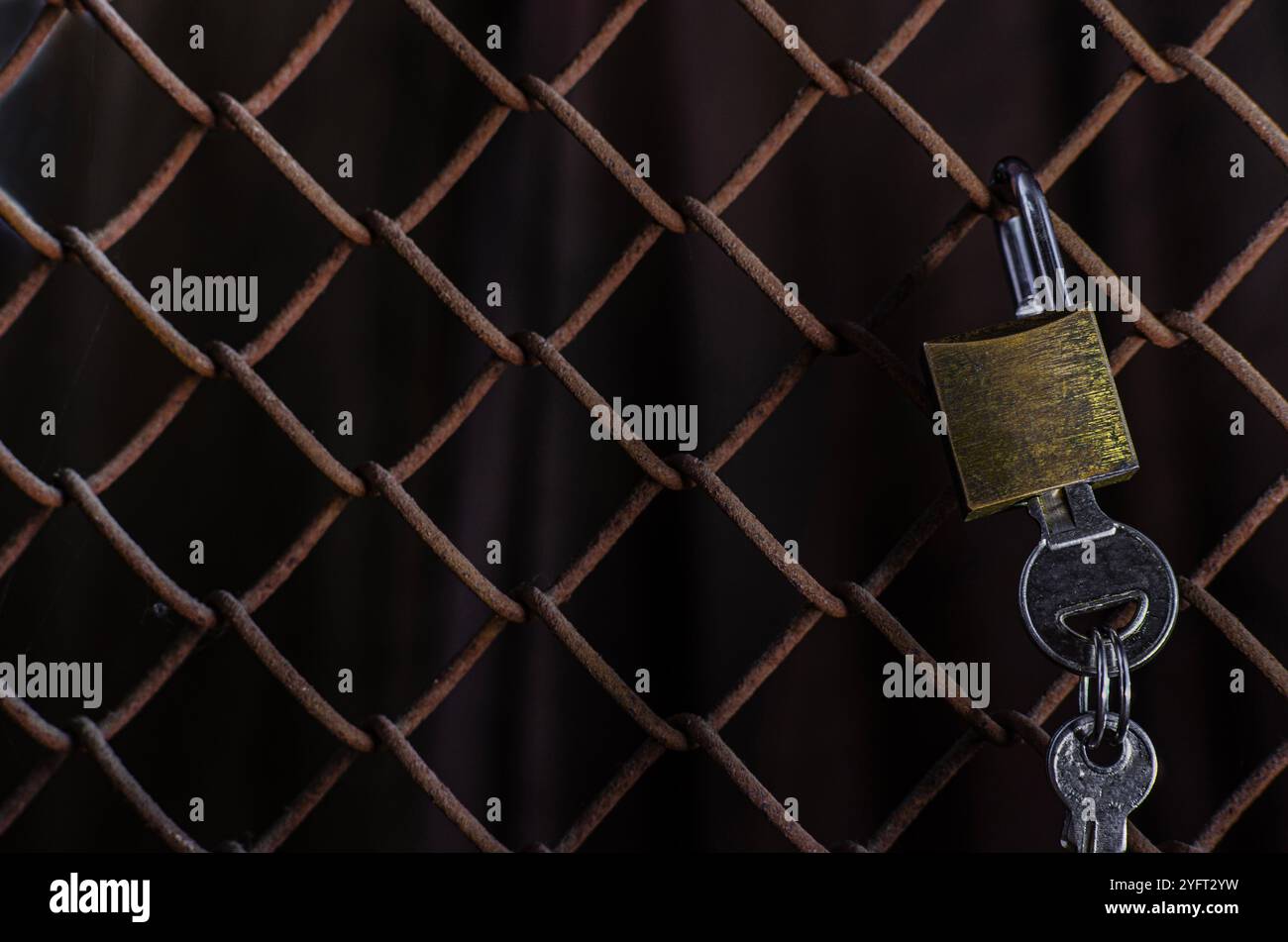 Chain link fence close up. Rusty steel mesh fence background. Texture ...