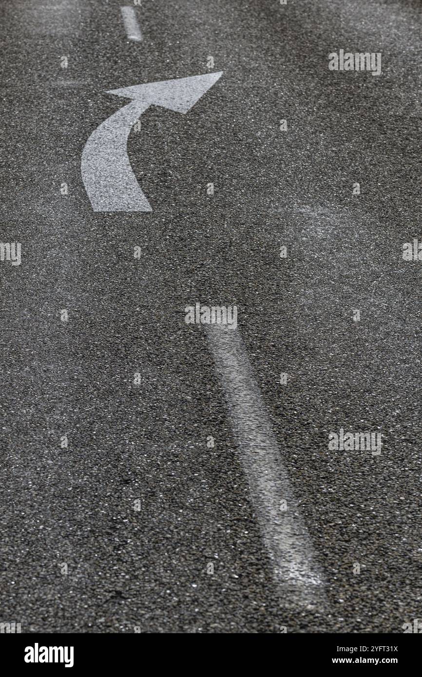 Road signs on an asphalt road in Europe., road sign at wayside. On the ...