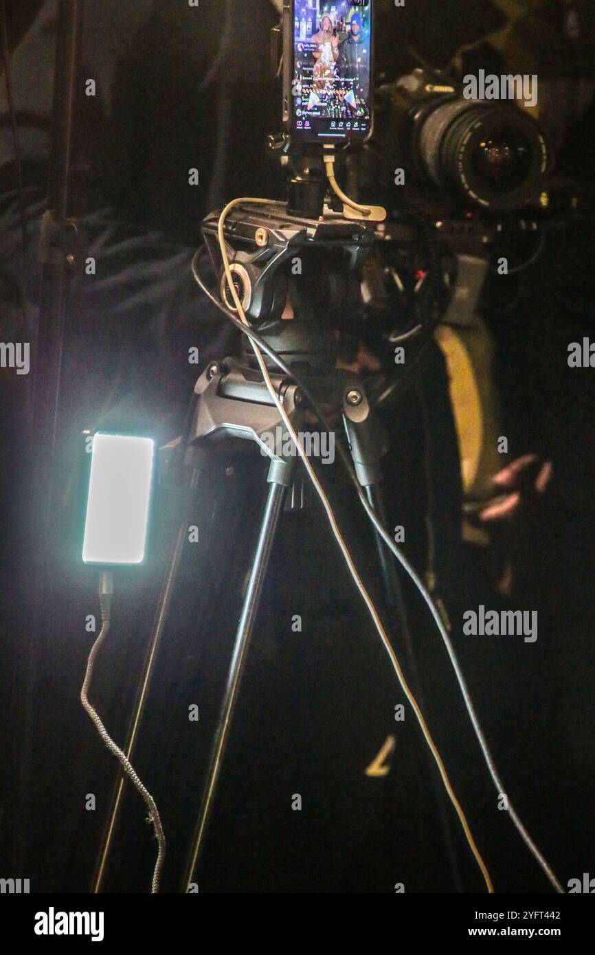 London UK 4 Nov 2024 DJ AG live streaning equipment.DJ AG, aka Ashley ...