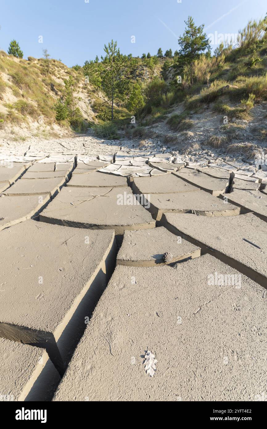 Cracking in clay soil during drought in summer. Drome, France, Europe ...