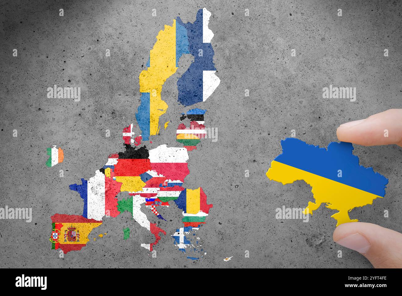 Fag map of Europe Union members and Ukraine. Ukraine path to EU ...