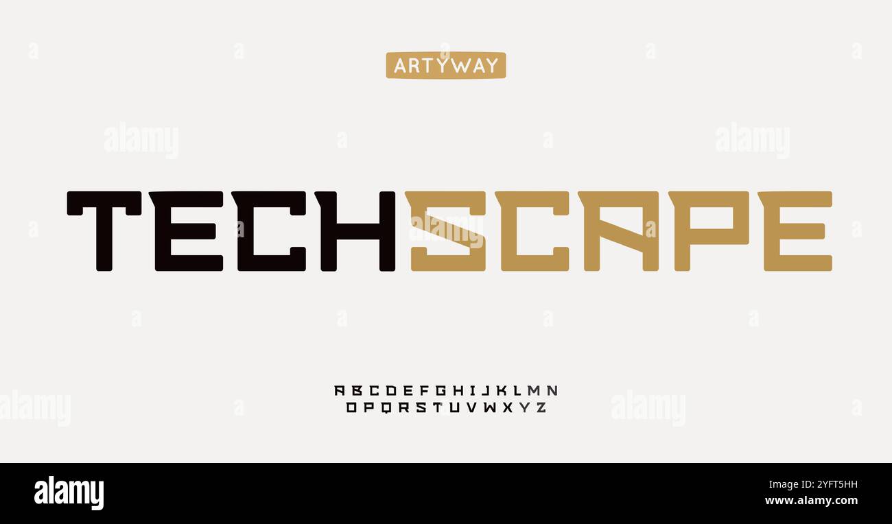 Modern square alphabet, angular geometric letters, minimalistic slab ...