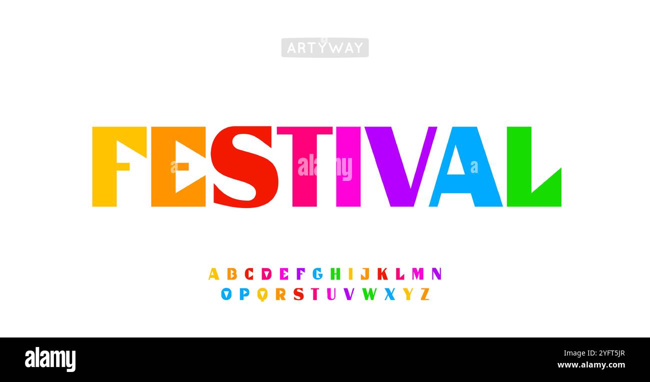 Colorful carnival alphabet, trendy edgy serif letters, playful bold ...