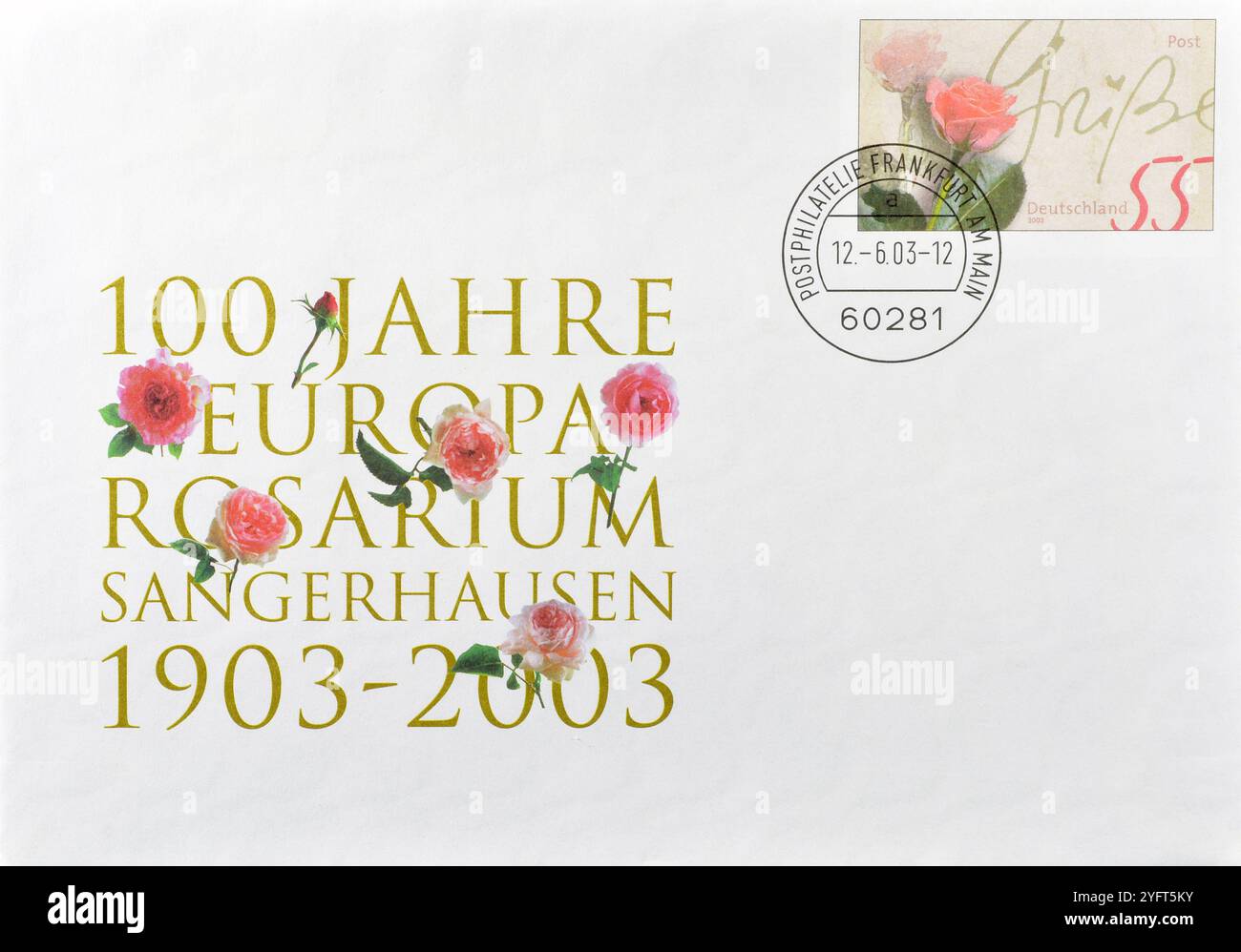 Letter with cancelled postage stamp printed by Germany, that shows Rose ...