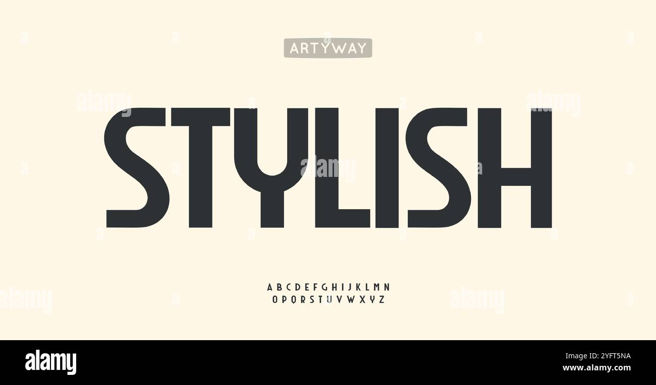 Stylish alphabet, sleek streamlined letters, modern bauhaus font for ...