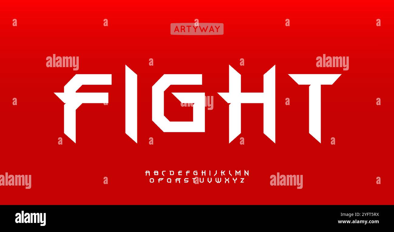 Aggressive angular letters, edgy geometric symbols, combat fierce font ...