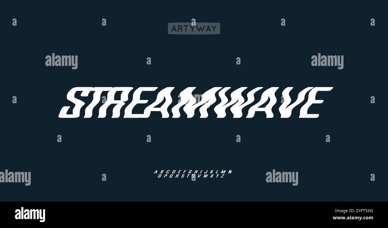 Fluid wave alphabet, distorted flowing letters, wavy font for surreal ...