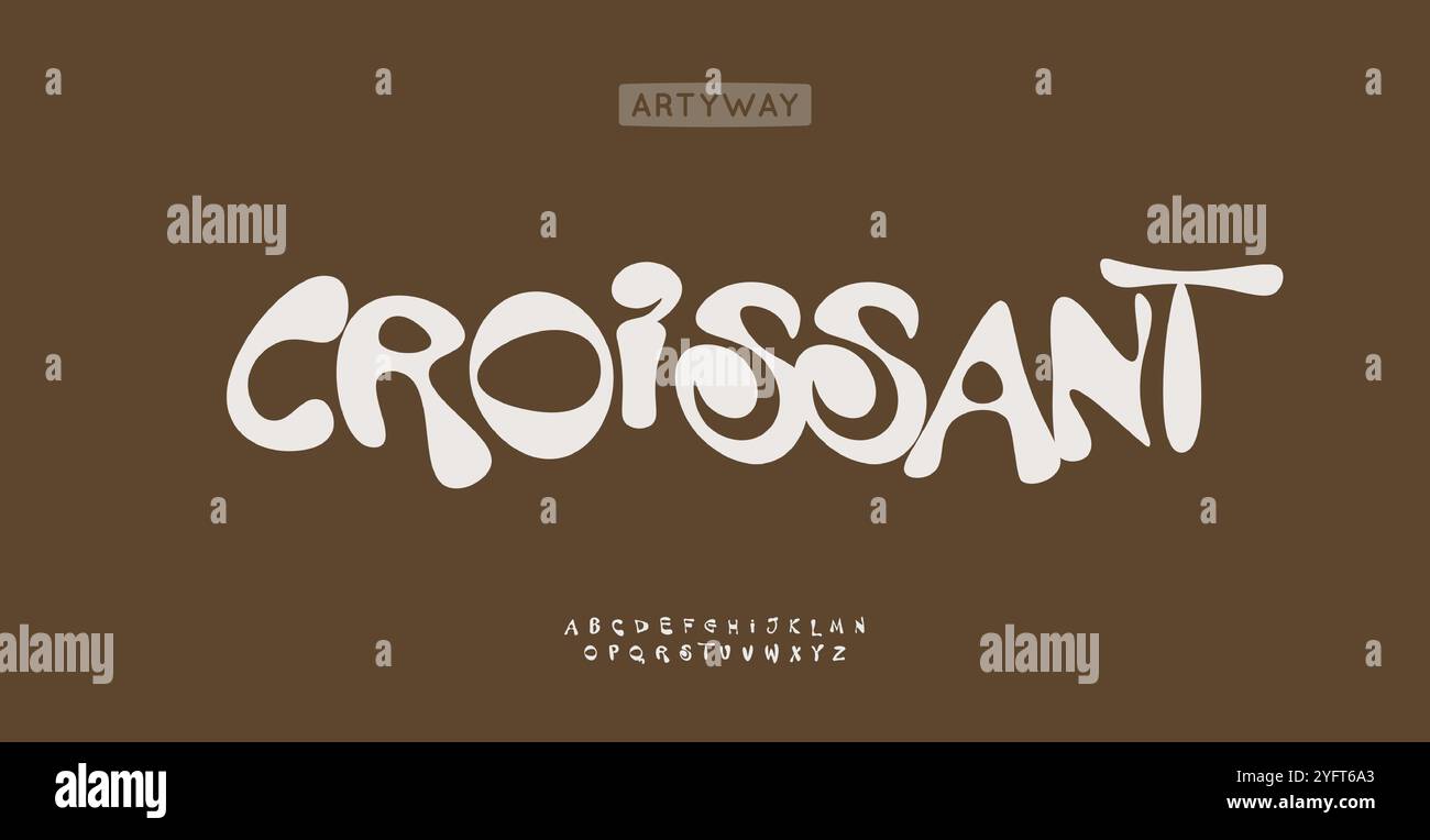 Playful whimsical alphabet, croissant-inspired letters, artistic fun ...