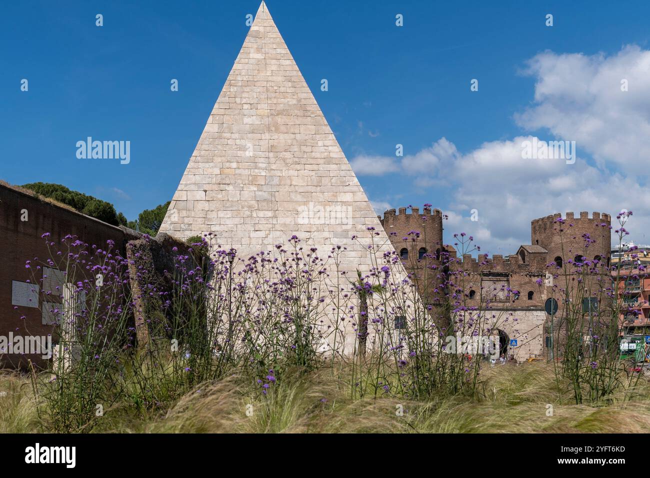 Pyramid of Cestius near Porta San Paolo - St. Paul's Gate, showcasing ...