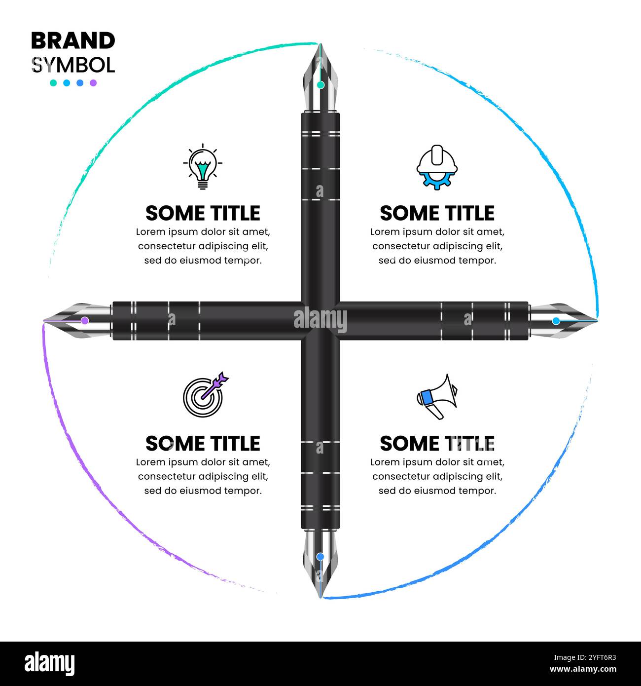 Infographic template with icons and 4 options or steps. Pen. Can be ...