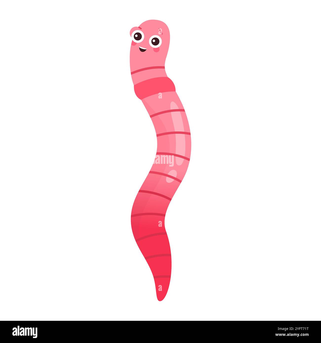 Cute pink happy worm creeping up, funny compost maggot crawling vector ...