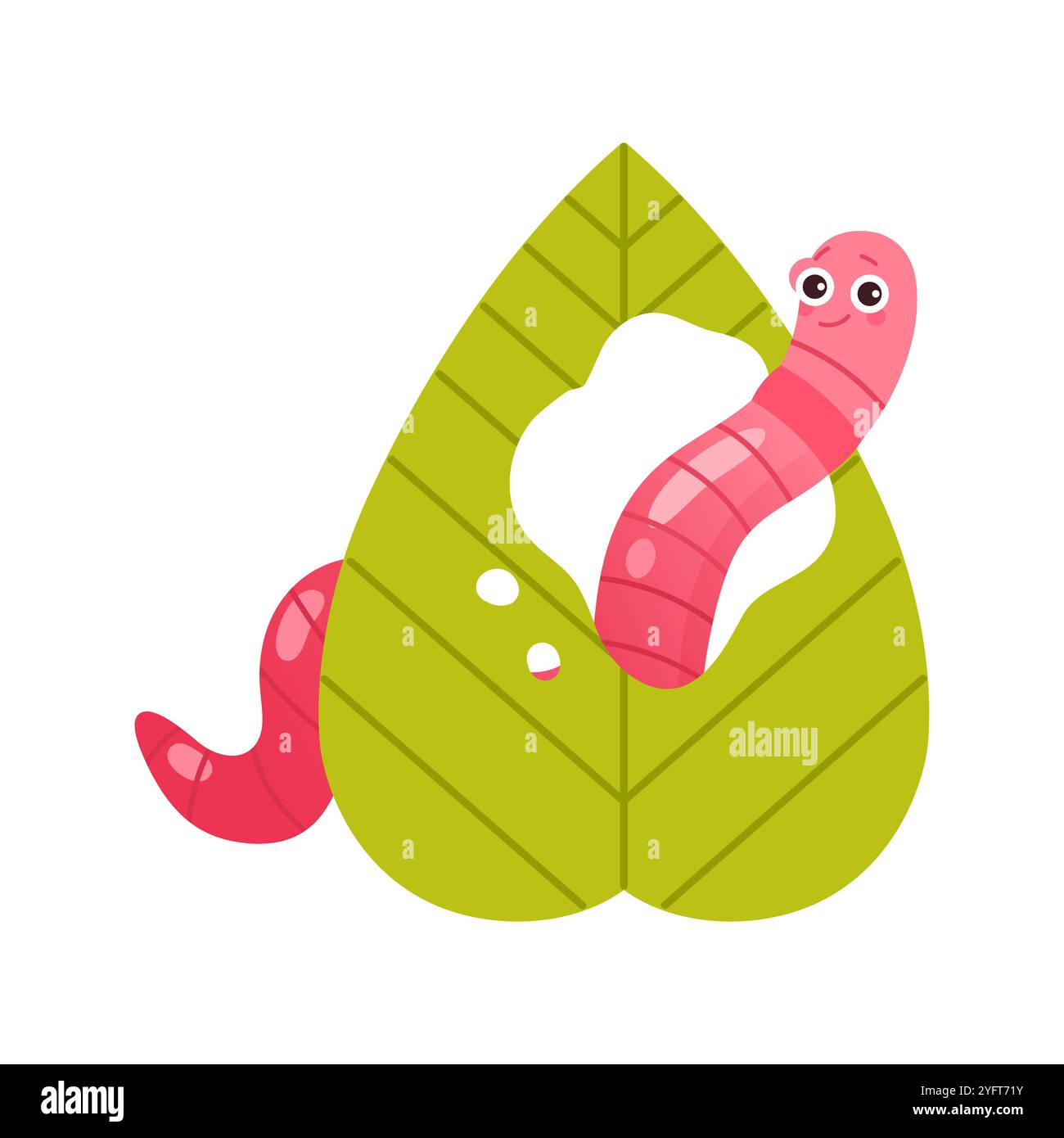 Earthworm eating leaf Stock Vector Images - Alamy